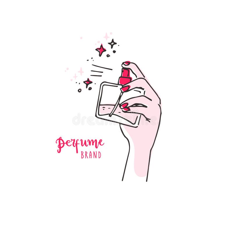 Doodle Simple Hand with Perfume Bottle. Good for Logo Stock Vector ...