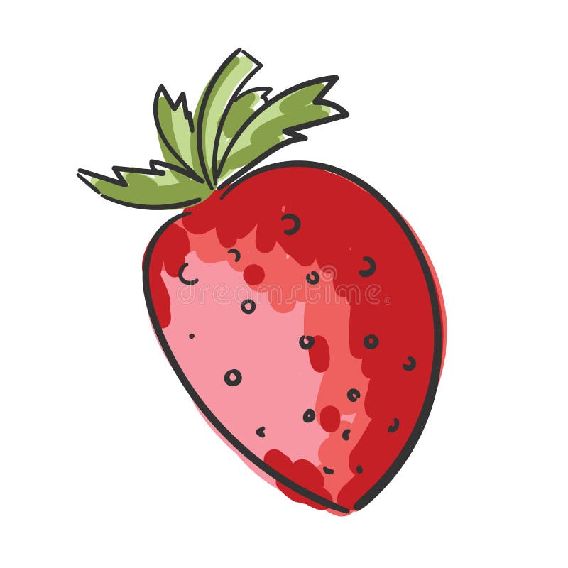 Doodle Simple Strawberry Icon Vector Isolated on White Stock Vector ...