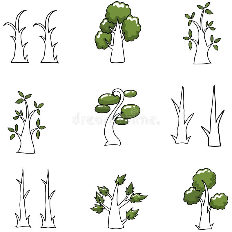 Doodle of simple tree set stock vector. Illustration of drawing - 78784166