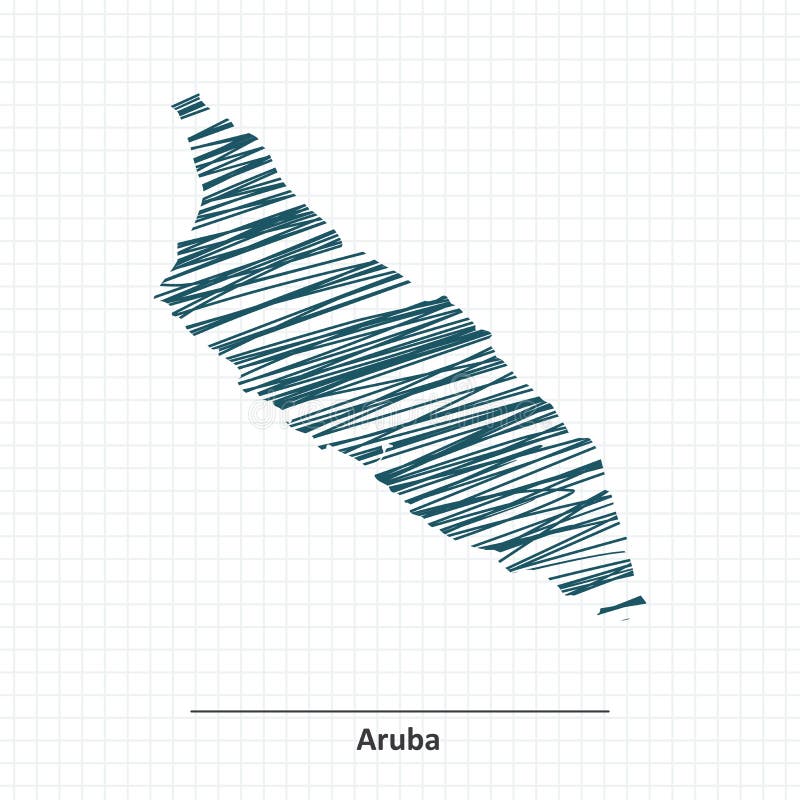 Doodle sketch of Aruba map stock vector. Illustration of drawing ...