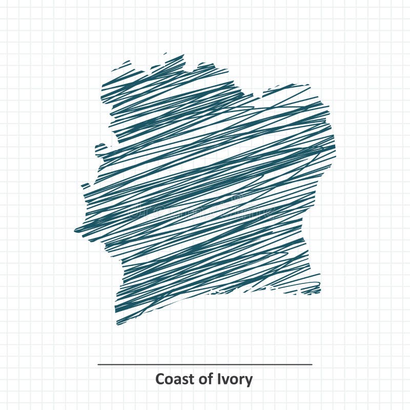 Doodle Sketch of Coast of Ivory Map Stock Vector - Illustration of ...