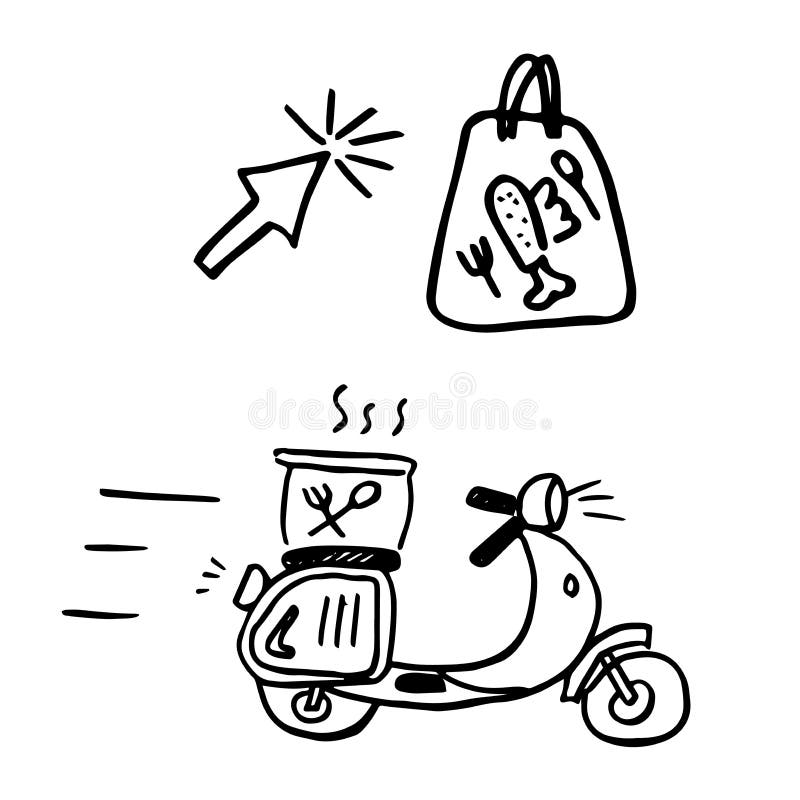 Doodle Sketch Delivery Fastfood Online Order and Takeaway, Fast Food ... Doodle Sketch Delivery Fastfood Online Order and Takeaway, Fast Food ...