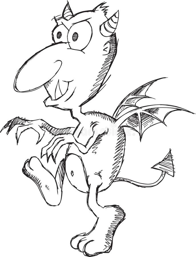 Doodle Sketch Devil Vector stock vector. Illustration of demon - 41634133
