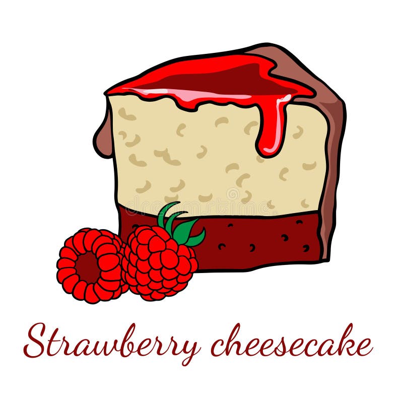 Raspberry Cheesecake, Vector Doodle Illustration, Hand Drawing Stock ...