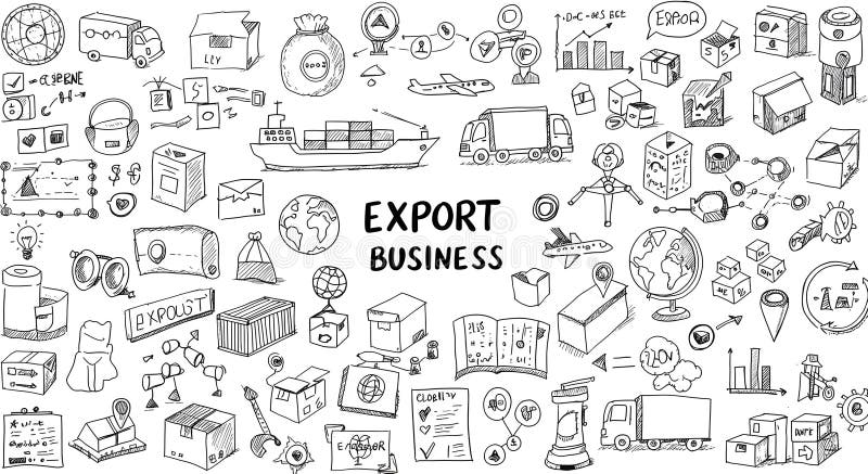 Doodle Sketch Illustration of Export Business and Global Trade Concept ...