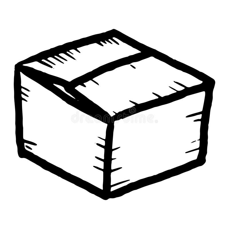 Doodle Sketch Style of Cardboard Box Drawn Illustration for Concept ...
