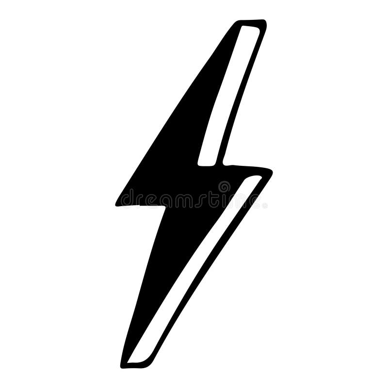 Doodle Sketch Style of Electric Lightning Bolt Symbol Vector ...