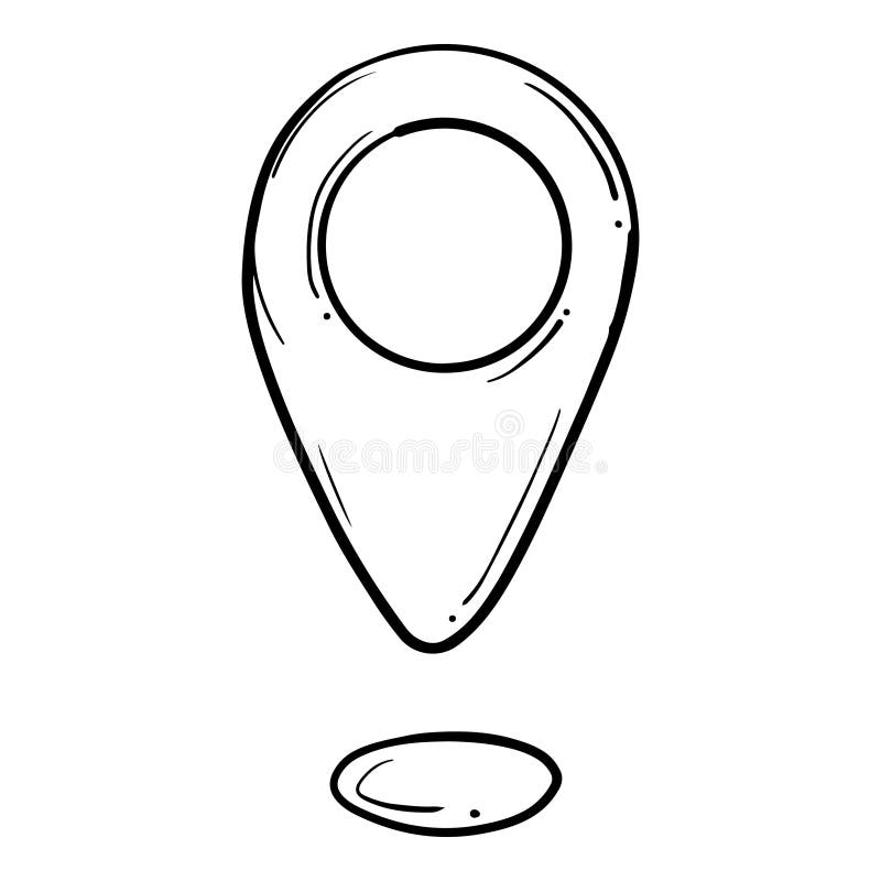Doodle Sketch Style of Hand Drawn Coordinates Location Point Gps Vector ...