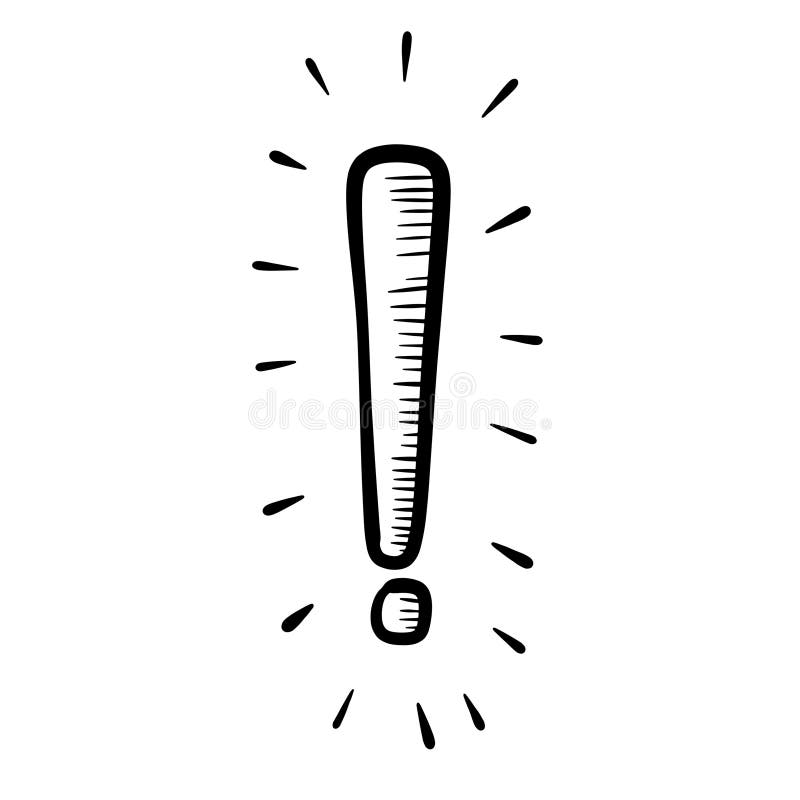 Doodle Sketch Style of Hand Drawn Exclamation Point Vector Illustration ...