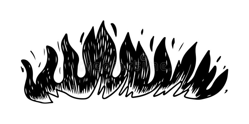 Doodle Sketch Style of Hand Drawn Fire Isolated on White Background ...