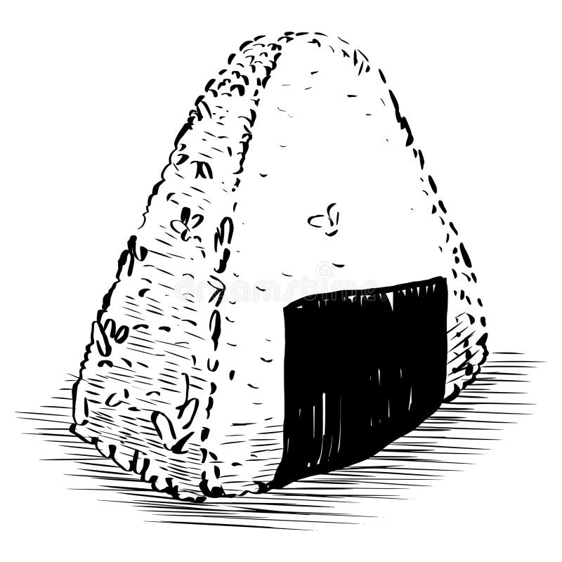 Doodle Sketch Style of Onigiri Sushi Icon Vector Illustration for ...