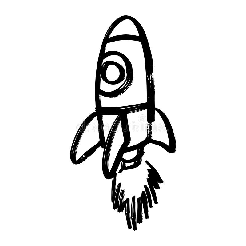 Doodle Sketch Style of Rocket Cartoon Hand Drawn Illustration for ...