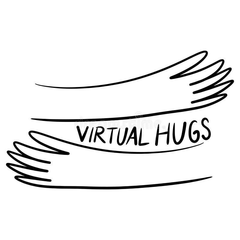 Doodle Sketch Style of Virtual Hugs Vector Illustration for Concept ...