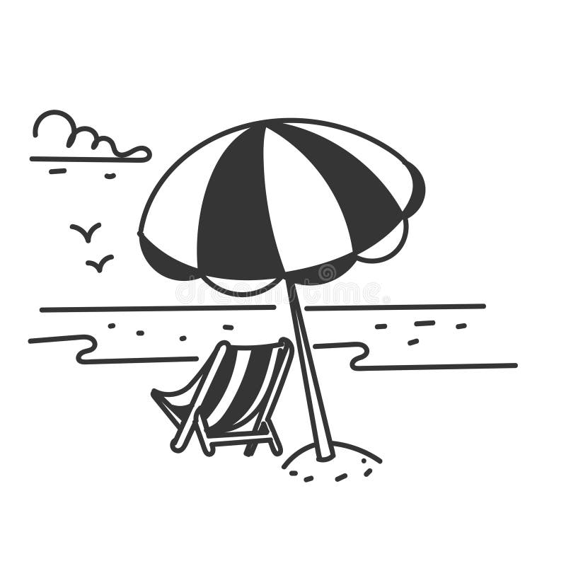 Doodle Sketch Umbrella Beach Illustration Cartoon Stock Vector ...
