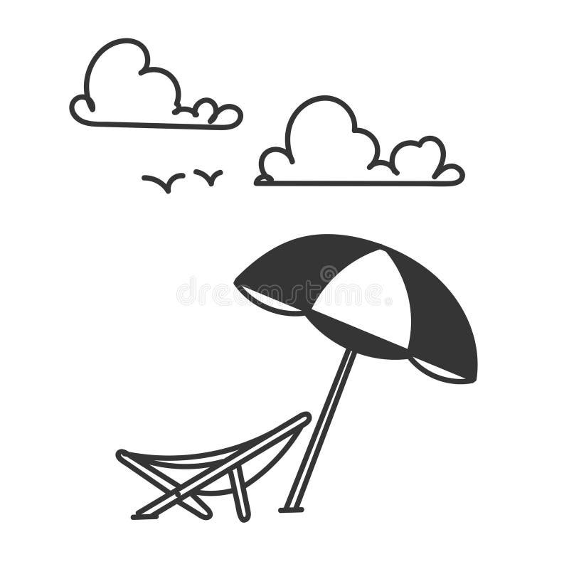Beach Umbrella And Chair Outline