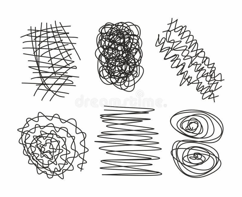 Doodle Sketchy Scribbles Isolated on White Background .vector ...