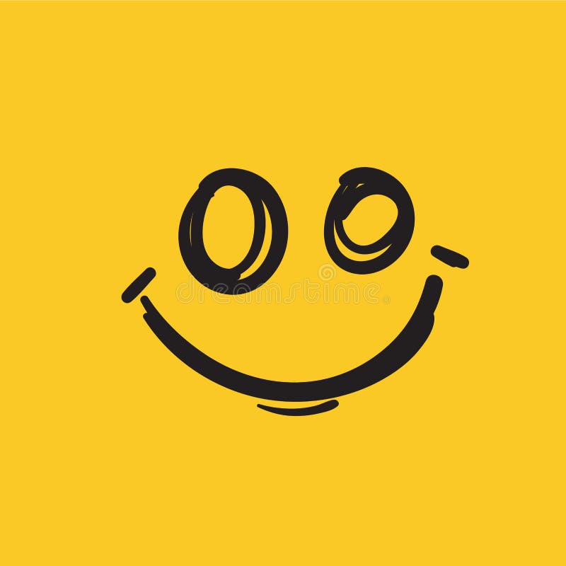 Doodle Smile Emoticon Expression with Simple Doodle Style Vector ...