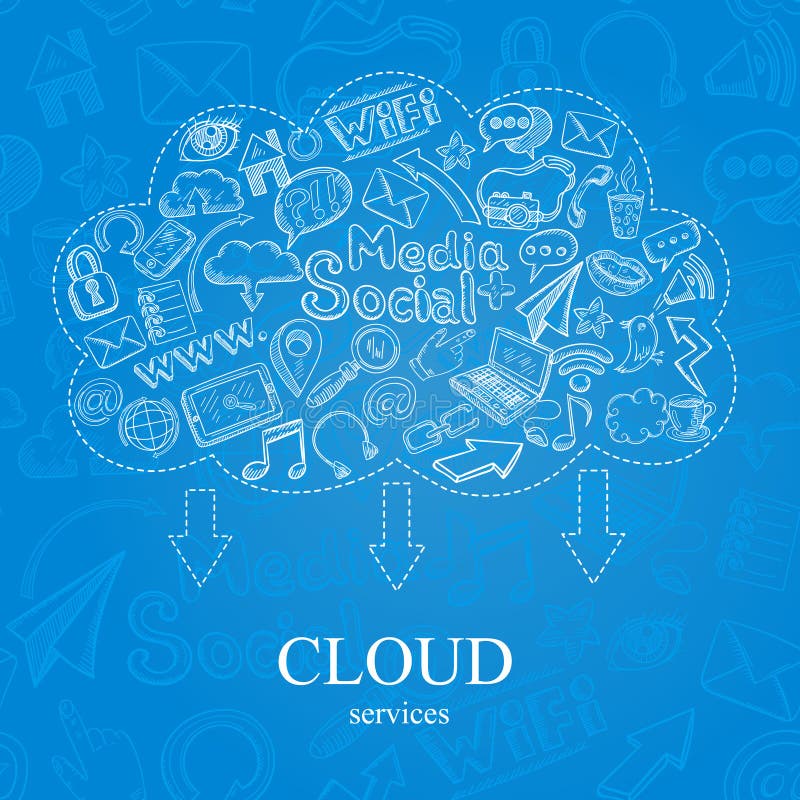 Cloud Social Media App Sync Stock Illustration - Illustration of ...