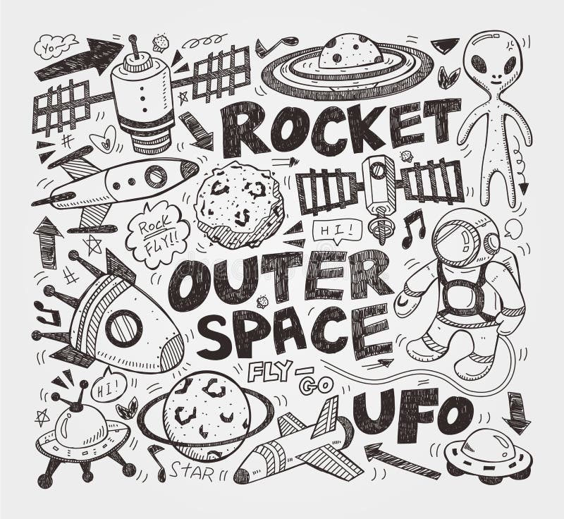 Outer Space Doodle Sketch Set Stock Vector - Illustration of happy, person: 27677748