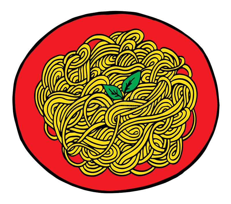 Doodle of Spaghetti and Fork on a Plate. Hand Drawing Illustration ...