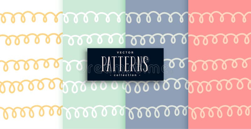 Doodle Spiral Lines Abstract Patterns Set of Four Stock Vector ...