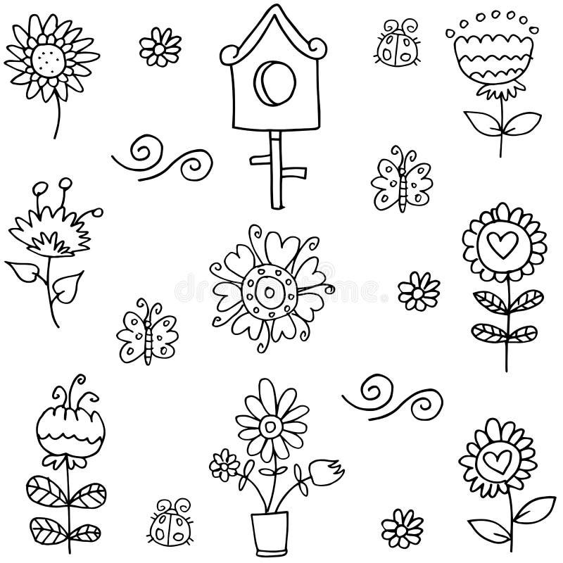 Doodle of Spring Flower Hand Draw Stock Vector - Illustration of plant ...