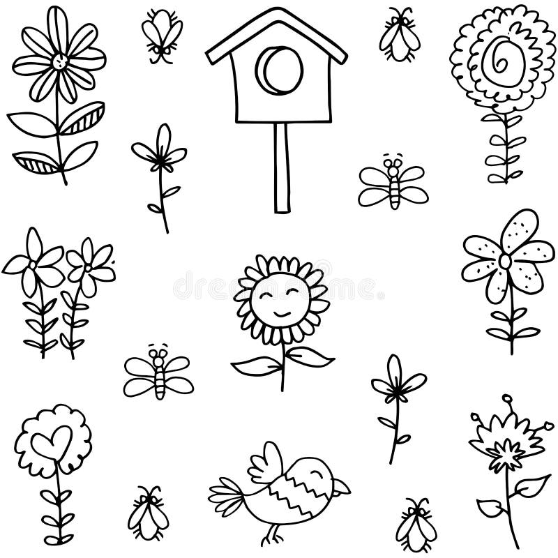 Doodle of Spring with Hand Draw Stock Vector - Illustration of beauty ...