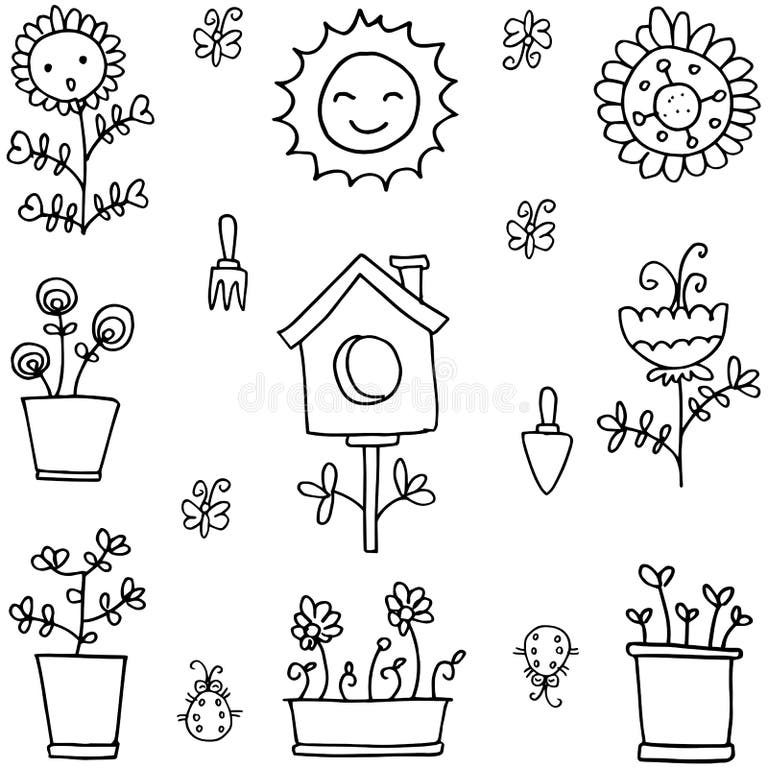 Doodle of Spring Item with Hand Draw Stock Vector - Illustration of ...