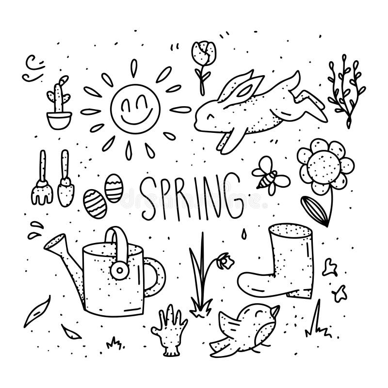 Doodle Cat Line Art Element Clipart Illustration Stock Vector ...