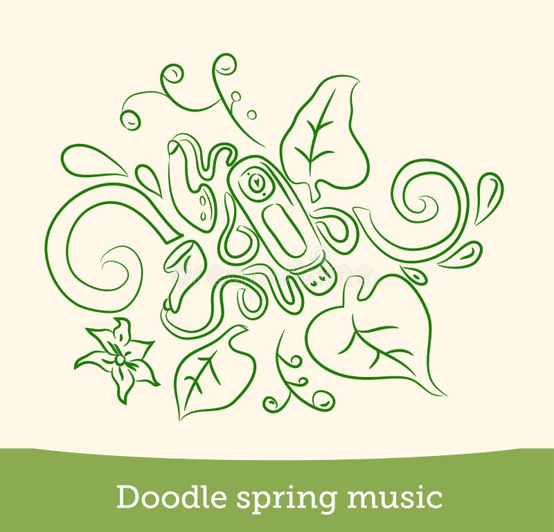 Doodle Spring Music Aislado En Fondo Blanco. Vector Ilustración del ...