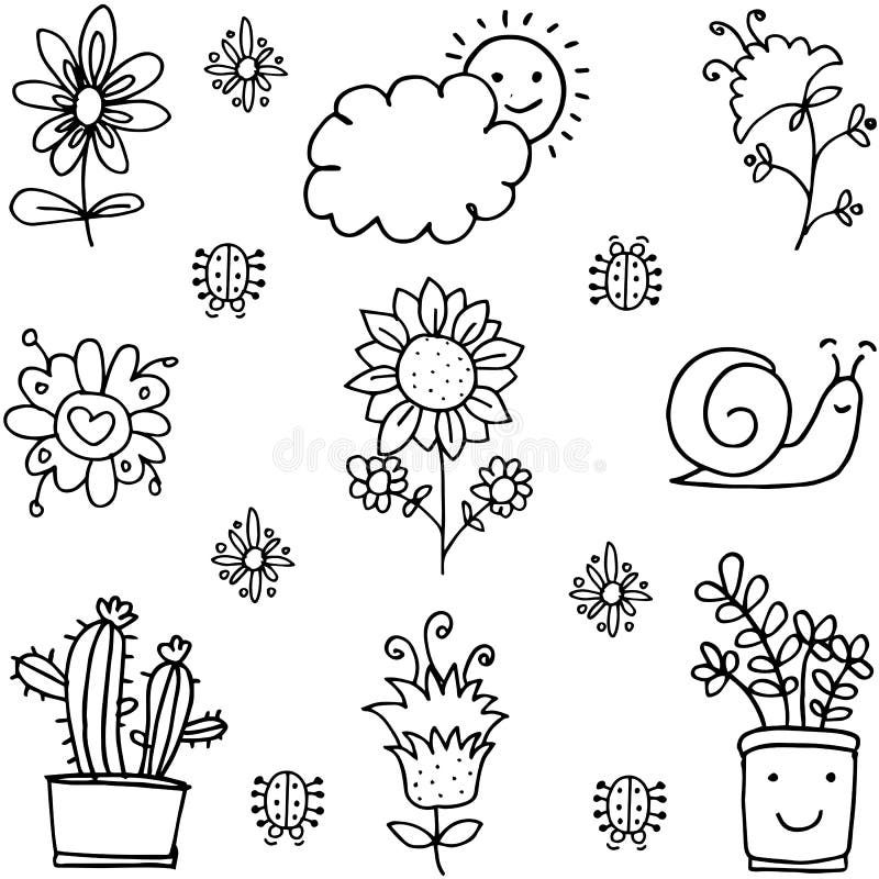 Doodle of Spring Theme Collection Stock Vector - Illustration of water ...