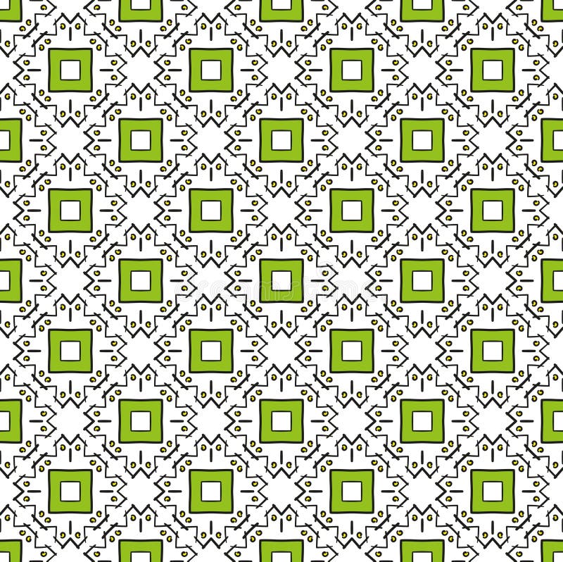 Doodle Square Green Pattern Stock Illustration - Illustration of ...