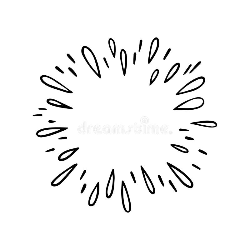 Doodle Starburst. Outline Splash with Drops. Firework Isolated Light ...