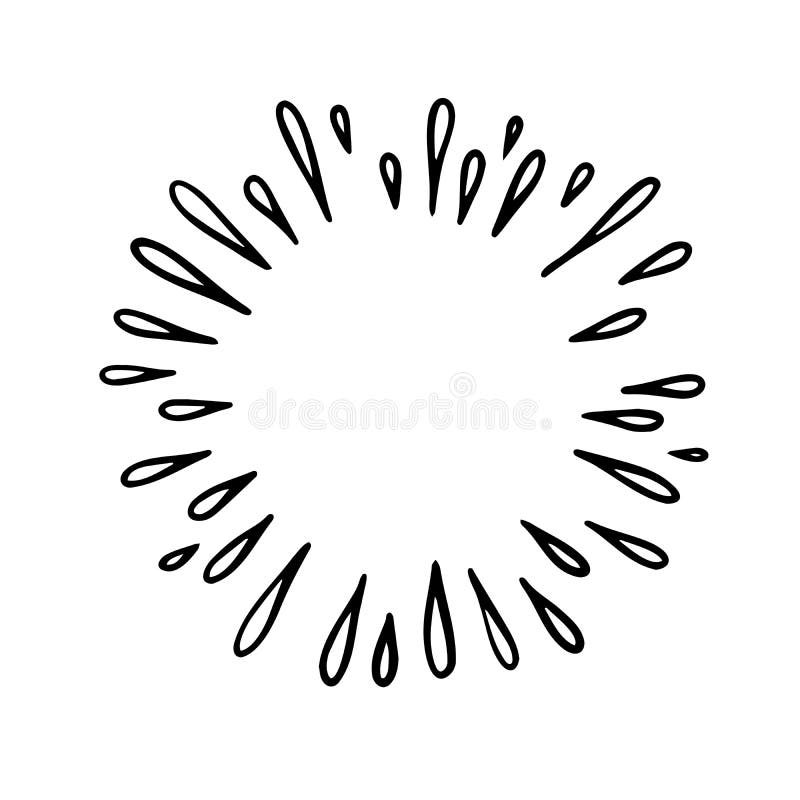 Doodle Starburst. Outline Splash with Drops. Firework Isolated Light ...