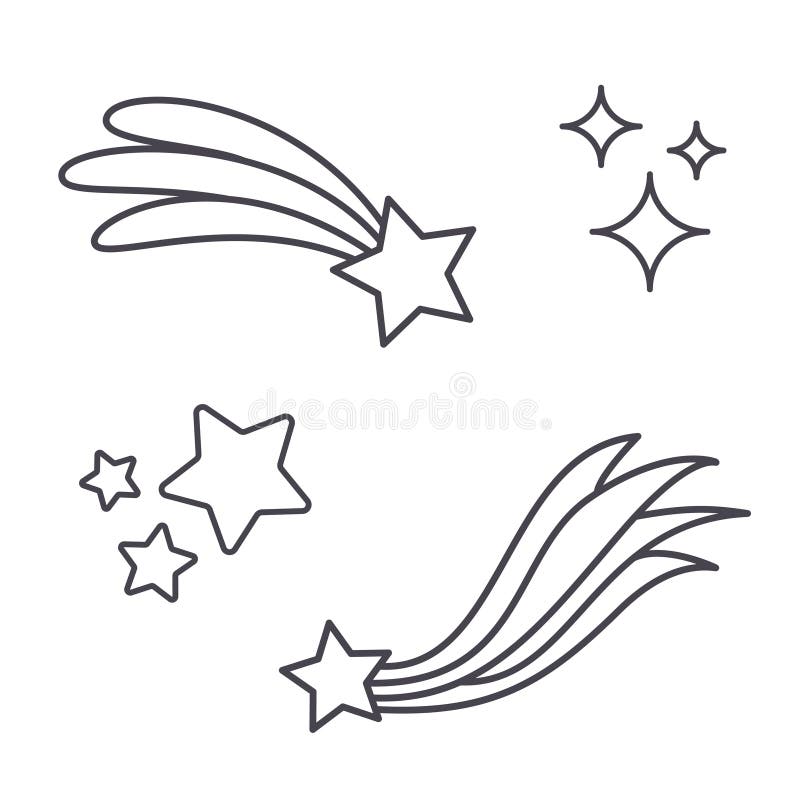 Doodle Stars. Cartoon Celestial Objects Stock Vector - Illustration of ...