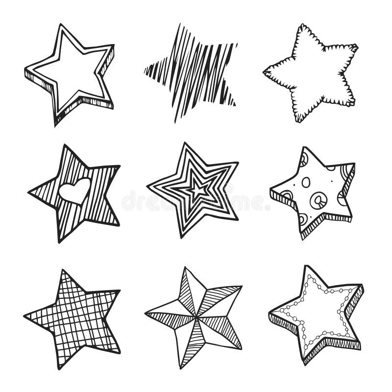 Doodle stars stock vector. Illustration of pattern, outline - 26271532