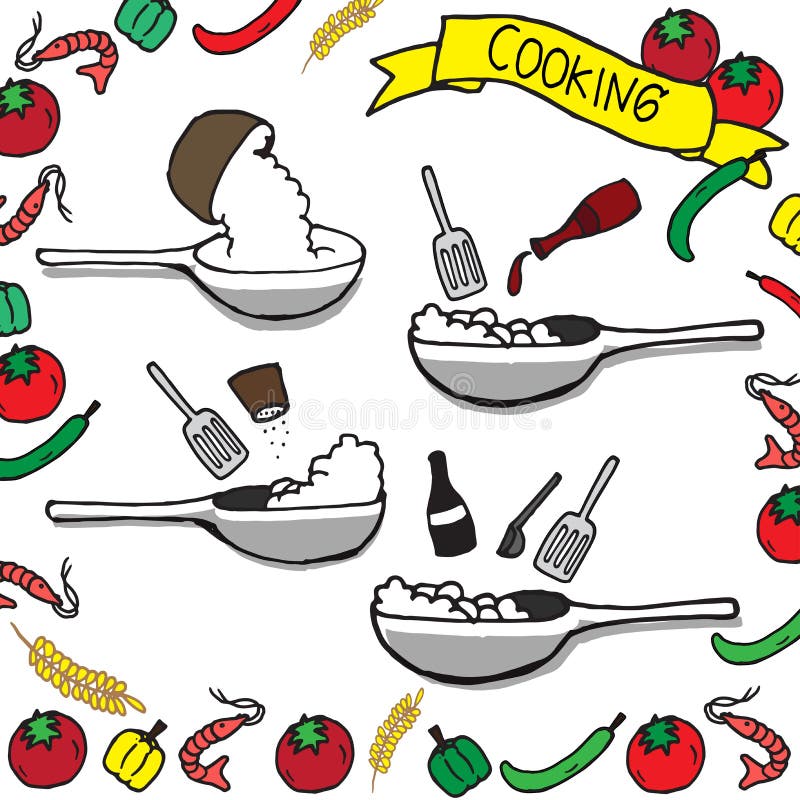 Step-by-step Cooking Guide. Cooking Method in Three Stages. Black and ...