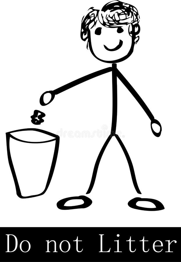 Doodle Stick Man Do Not Litter Stock Vector - Illustration of element ...