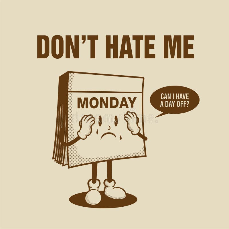 Retro Character Art, Mr Monday, Sad Monday Stock Vector - Illustration ...