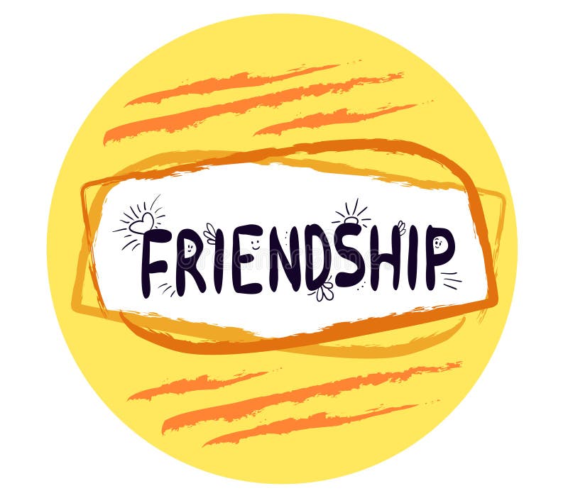 Sticker Planet of Friendship - Frame for Word Friendship on a Yellow ...