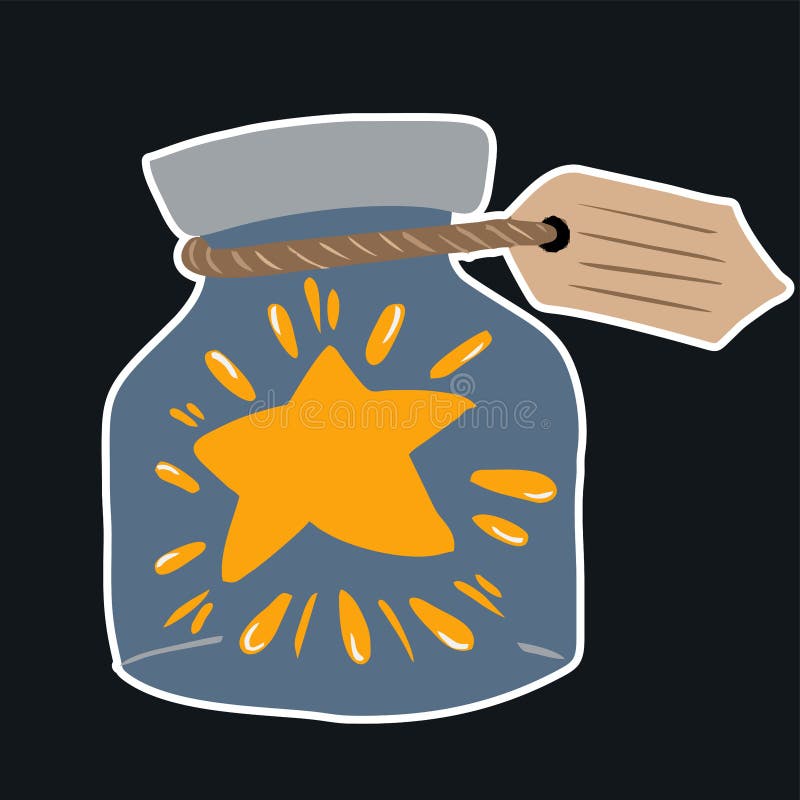 Doodle Sticker Star in a Jar Stock Vector - Illustration of forest ...
