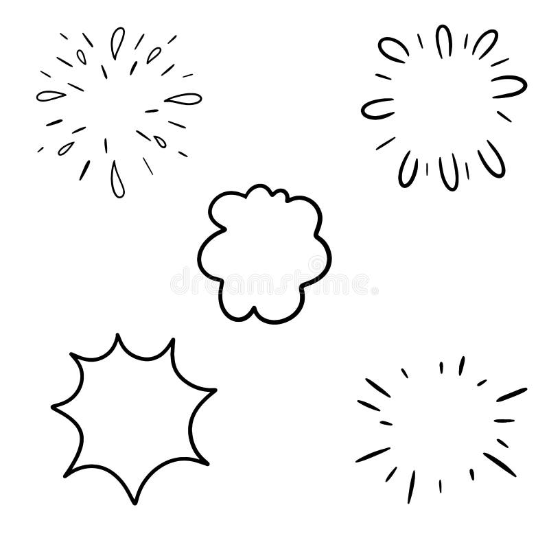 Doodle Style Bomb Explosion Set. Speech in Bubbles Stock Vector ...