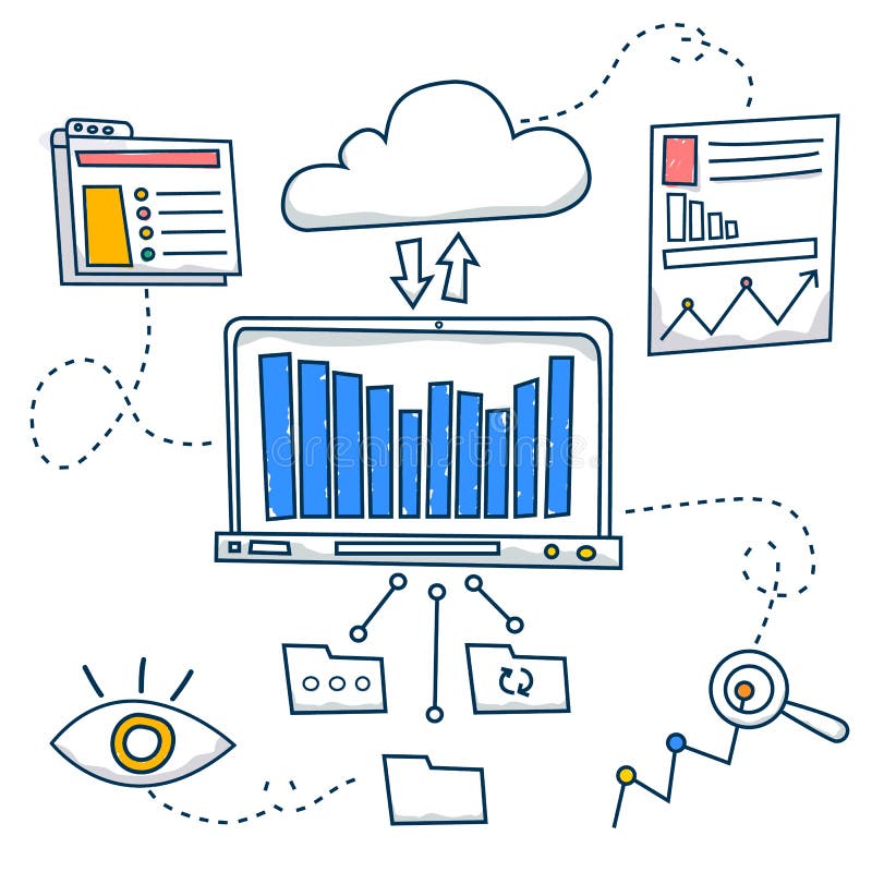 Research & Analysis Doodle Concept Stock Vector - Illustration of ...