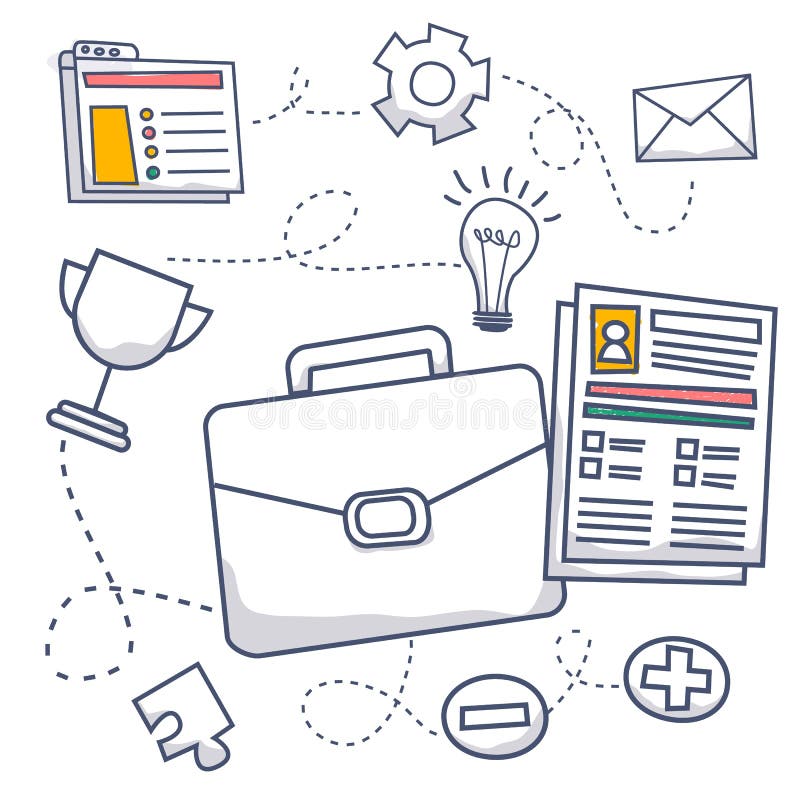 Doodle Style Concept of Career Growth, Start Up, Career Ladder ...