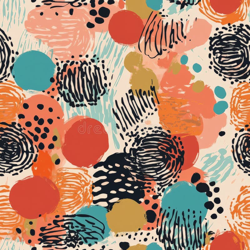 A Doodle-style Dot Pattern, with Randomly Hand-drawn Circles in Various ...