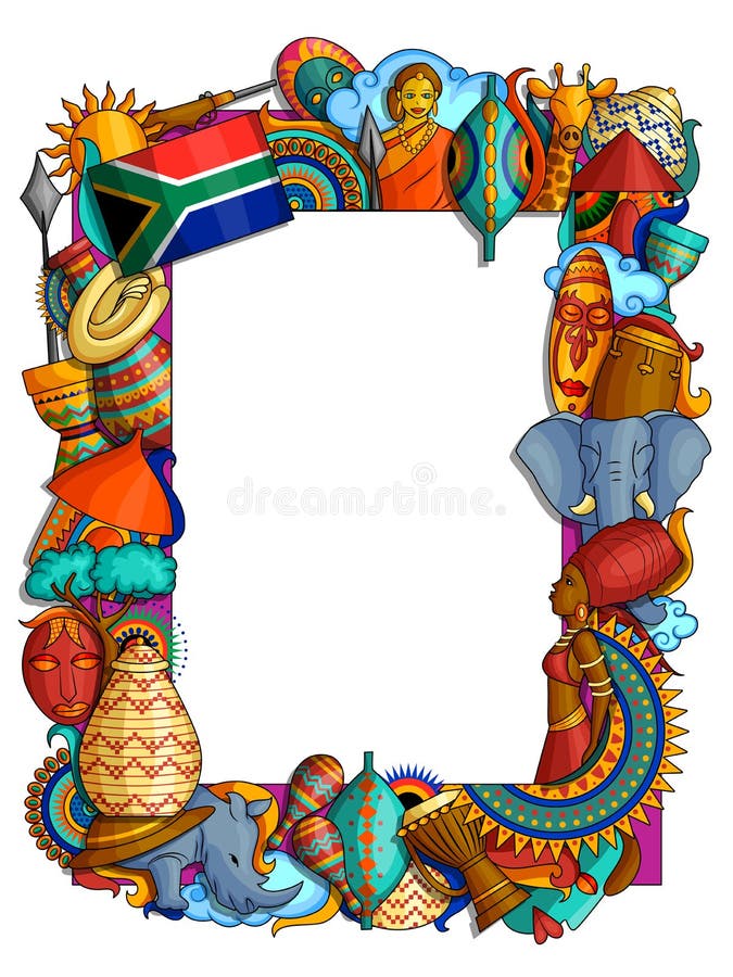 Doodle Style Frame of Colorful African Culture Stock Vector ...