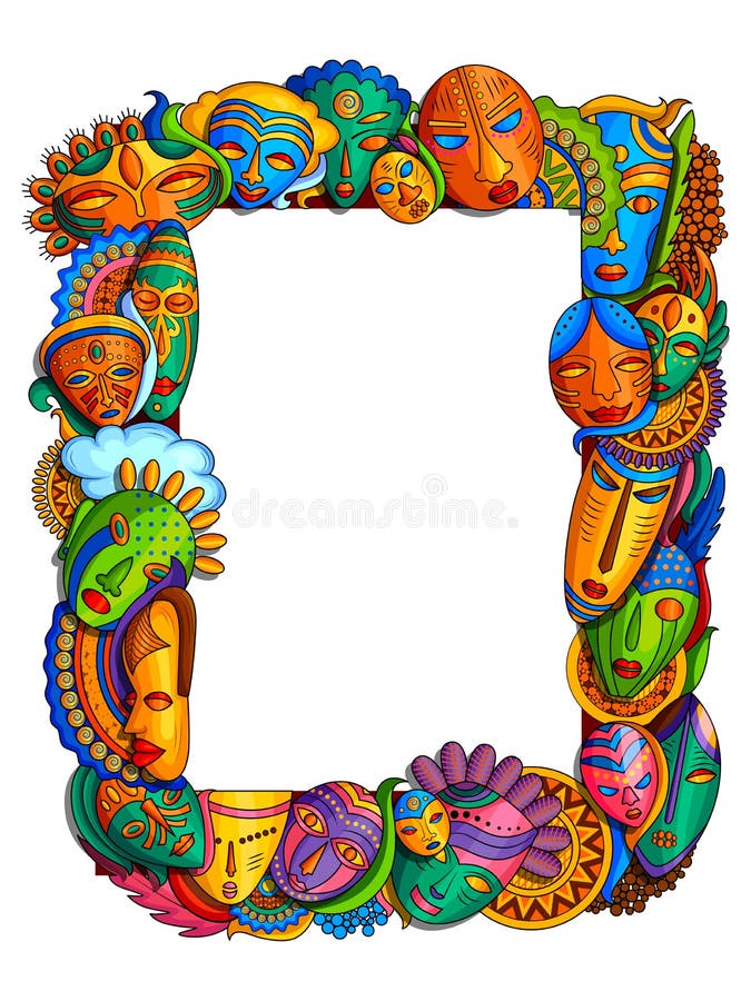 Doodle Style Frame of Colorful African Culture Stock Vector ...