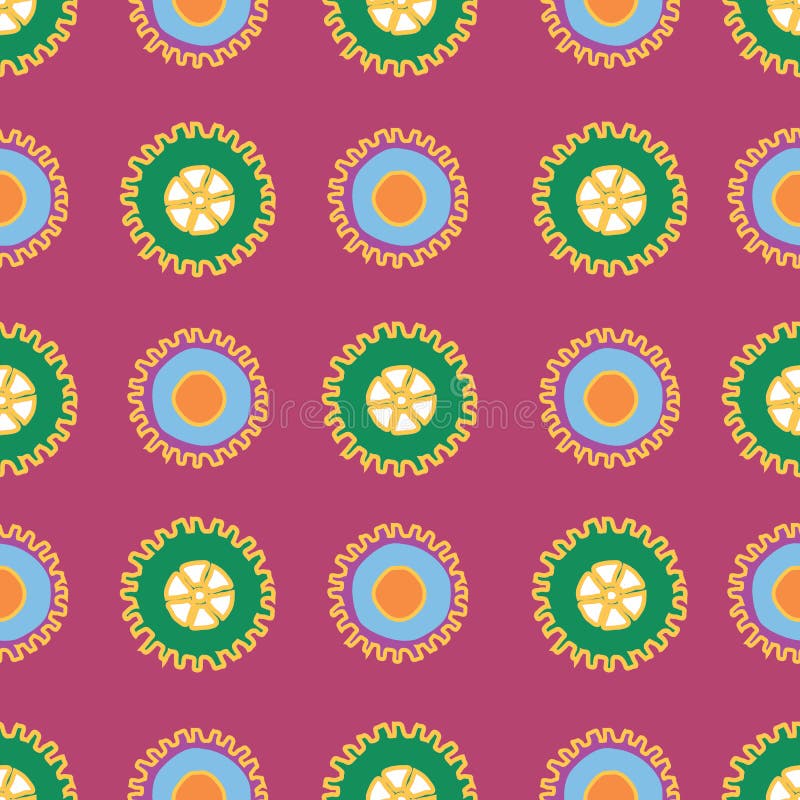 Doodle Style Gear and Mechanical Seamless Vector Background Repeat ...