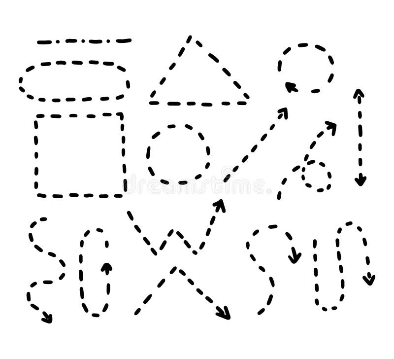 Doodle Style Hand Drawing. Black and White Arrows of Different Shapes ...