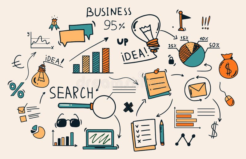 Doodle Style Hand Drawing. Business Infographics Stock Illustration ...